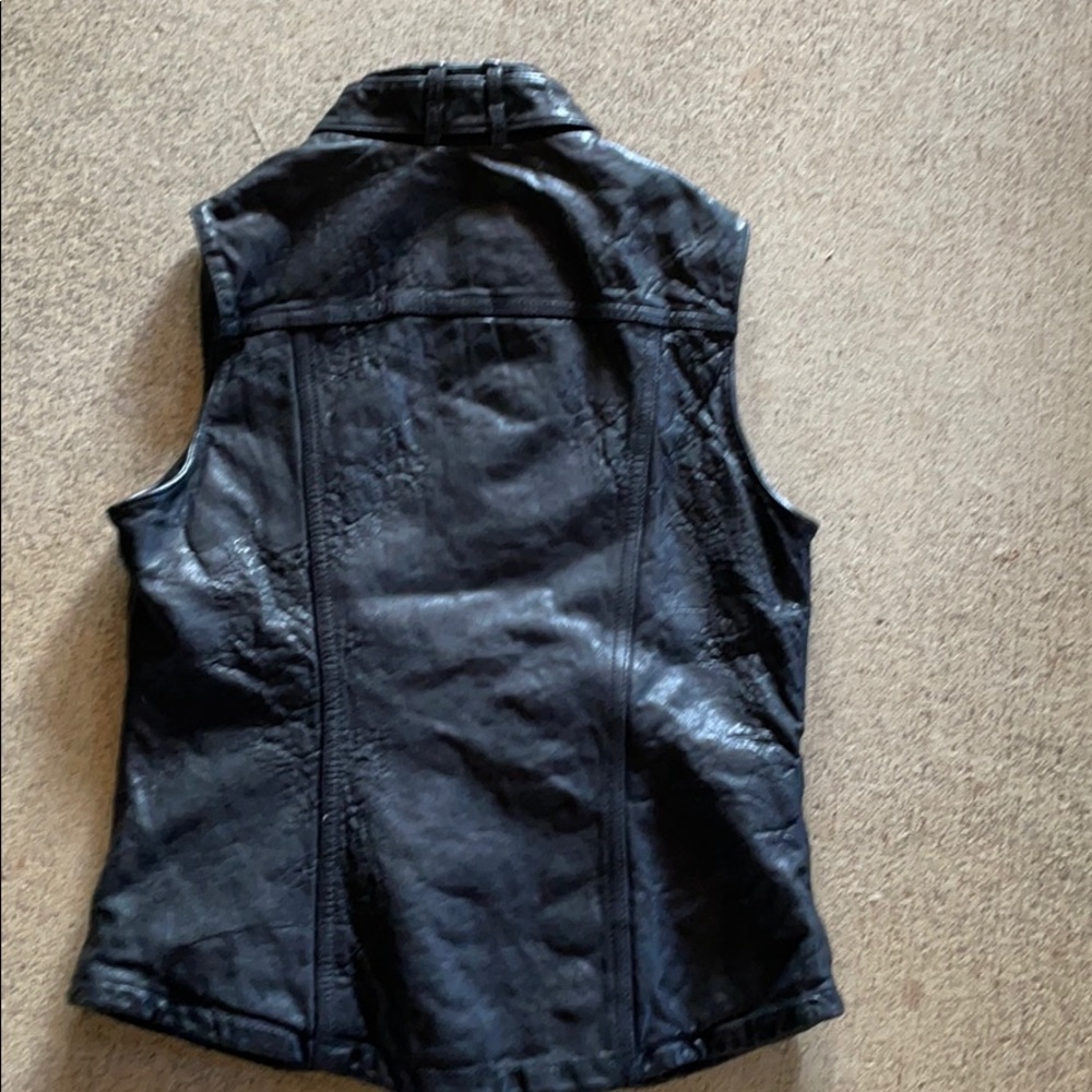 Beautiful Black Mirage Genuine Leather Moto Biker Vest - Gem